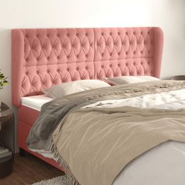 vidaXL Kopfteil mit Ohren Rosa 183x23x118/128 cm Samt
