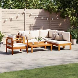 vidaXL 5-tlg. Garten-Sofagarnitur mit Kissen Massivholz Akazie