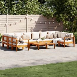 vidaXL 8-tlg. Garten-Sofagarnitur mit Kissen Massivholz Akazie