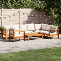 vidaXL 6-tlg. Garten-Sofagarnitur mit Kissen Massivholz Akazie