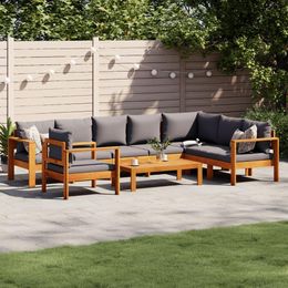 vidaXL 6-tlg. Garten-Sofagarnitur mit Kissen Massivholz Akazie