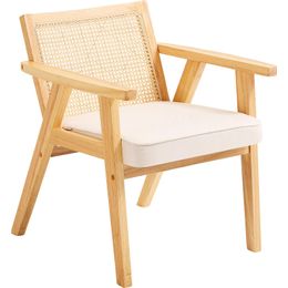 VEVOR Rattanstuhl Mittelalterlich Moderner Gartenstuhl mit Armlehne, 1 Stk. Polsterstuhl mit Rattanrückenlehne, Garten Balkon Terrasse Stapelstuhl Gartensessel Wohnzimmer, Schlafzimmer, Lesezimmer
