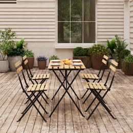 casa.pro Gartenmöbelset ’Bovino’ 5-tlg. Set aus einem Tisch und 4 Stühlen Akazienholz Stahl