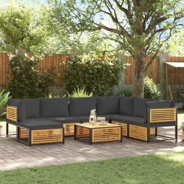 vidaXL 8-tlg. Garten-Sofagarnitur mit Kissen Massivholz Akazie