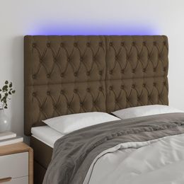 vidaXL LED Kopfteil Dunkelbraun 144x7x118/128 cm Stoff
