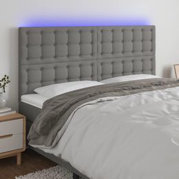 vidaXL LED Kopfteil Dunkelgrau 160x5x118/128 cm Stoff