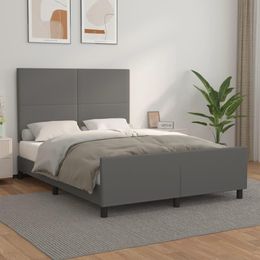 vidaXL Bettgestell mit Kopfteil Grau 140x190 cm Kunstleder