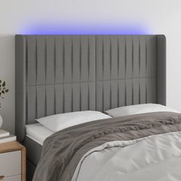 vidaXL LED Kopfteil Dunkelgrau 147x16x118/128 cm Stoff