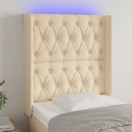 vidaXL LED Kopfteil Creme 83x16x118/128 cm Stoff