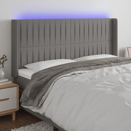 vidaXL LED Kopfteil Dunkelgrau 163x16x118/128 cm Stoff