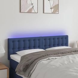 vidaXL LED Kopfteil Blau 144x5x78/88 cm Stoff