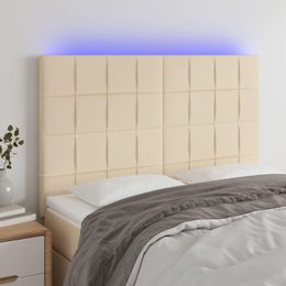 vidaXL LED Kopfteil Creme 144x5x118/128 cm Stoff