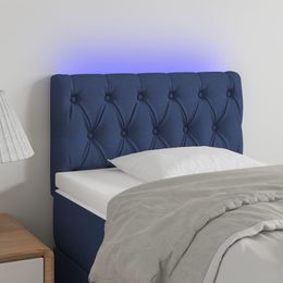 vidaXL LED Kopfteil Blau 80x7x78/88 cm Stoff