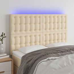 vidaXL LED Kopfteil Creme 144x5x118/128 cm Stoff