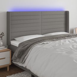 vidaXL LED Kopfteil Dunkelgrau 183x16x118/128 cm Stoff