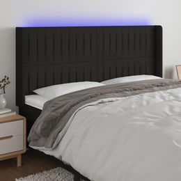 vidaXL LED Kopfteil Schwarz 203x16x118/128 cm Stoff