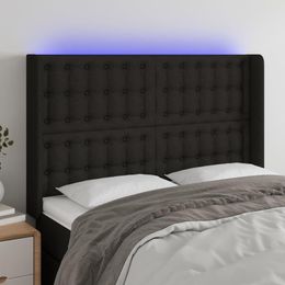 vidaXL LED Kopfteil Schwarz 147x16x118/128 cm Stoff
