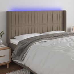 vidaXL LED Kopfteil Taupe 203x16x118/128 cm Stoff