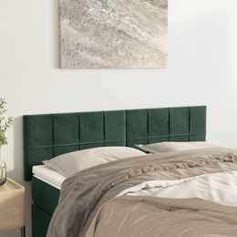 vidaXL Kopfteile 2 Stk. Dunkelgrün 72x5x78/88 cm Samt