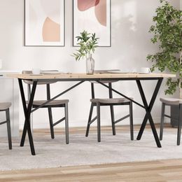 Esstisch X-Gestell 140x80x75,5 cm Massivholz Kiefer & Stahl