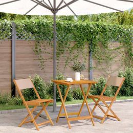 vidaXL 3-tlg. Bistro-Set Taupe Stoff und Massivholz