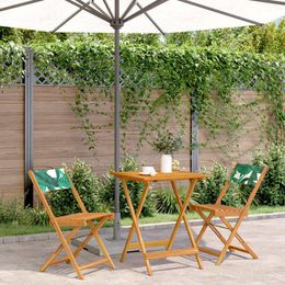 vidaXL 3-tlg. Bistro-Set Blattmuster Stoff und Massivholz