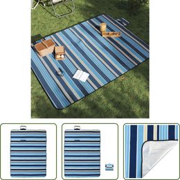 The Living Store Picknickdecke Faltbar Blau und Weiß Gestreift 200x150 cm Samt