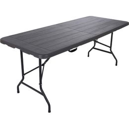 Outdoor-Tisch Rebecca Mobili Betel 74x180x75 Kunststoff Stahl Dunkelgrau Schwarz Modern Montiert