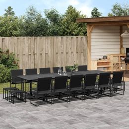 vidaXL 17-tlg. Garten-Essgruppe Schwarz Textilene