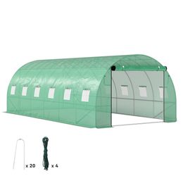 Outsunny Gewächshaus ca. 6 x 3 x 2 m Foliengewächshaus mit 12 Fenster, Rolltür, Aufrollbar Seitenwänden, UV-beständiger Folientunnel