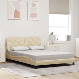 vidaXL Bettgestell ohne Matratze Creme 120x200 cm Stoff