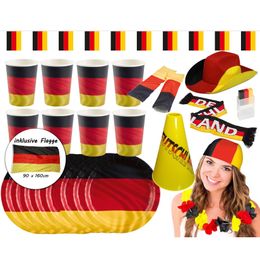 Amscan - Großes Deutschland Fan-Set (26-teilig) EM WM anfeuern schwarz rot gold Fußallparty