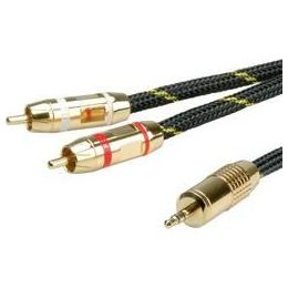 ROLINE GOLD Audio-Verbindungskabel 3,5mm Stereo - 2x Cinch, ST/ST, 10 m