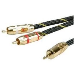 ROLINE GOLD Audio-Verbindungskabel 3,5mm Stereo - 2x Cinch, ST/ST, 5 m
