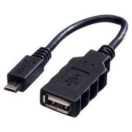 ROLINE USB 2.0 Kabel, USB 2.0 Typ Micro B - Typ A BU, OTG, 0,15 m