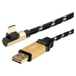 ROLINE GOLD USB 2.0 Kabel, USB A ST reversibel - USB C ST gewinkelt, 1,8 m