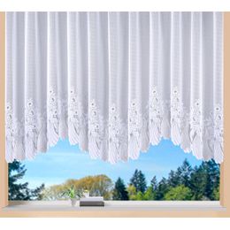Weckbrodt-Gardinen Bogenstore WECKBRODT "Savannah" Gr. 1, weiß, B:300cm H:145cm, Jacquard, Polyester, Gardinen, Jacquard, Bogenstore, halbtransparent, Bordüre, Kante, floral, Store