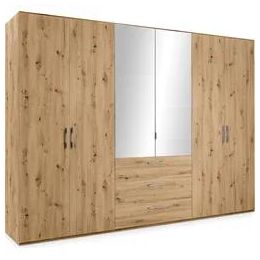 Drehtürenschrank "Henderson", braun (eiche artisan), B:301cm H:223cm T:60cm, Holzwerkstoff, SET ONE BY Musterring, Schränke, mit Spiegel und 3 Schubladen, inkl. Fachböden und Kleiderstangen