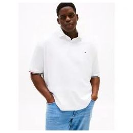 Tommy Hilfiger Big & Tall Poloshirt "BT-INTERLOCK FLAGCUFF SLIM FIT-B", Herren, Gr. 3XL, weiß, Jersey, Obermaterial: 100% Baumwolle, TOMMY HILFIGER BIG & TALL, unifarben, regular fit normal, Rundhals, eingesetzt angesetztes Bündchen, Shirts, Große Größen