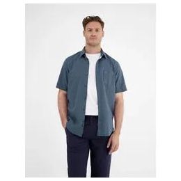 Kurzarmhemd Lerros "Lerros Halbarmhemd mit Leinenanteil, unifarben", Herren, Gr. S, Normalgrößen, blau (classic navy), 80% Baumwolle, 20% Leinen, Hemden