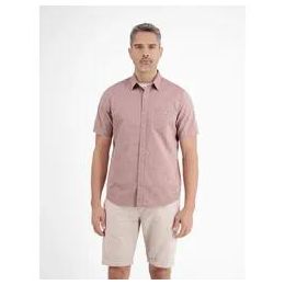 Kurzarmhemd Lerros "Lerros Halbarmhemd mit Leinenanteil, unifarben", Herren, Gr. XL, Normalgrößen, rot (earth rot), 80% Baumwolle, 20% Leinen, Hemden