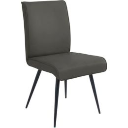 K+w Komfort & Wohnen 4-Fußstuhl K+W KOMFORT & WOHNEN "Giacomo I", grau (granit, schwarz), B:48cm H:91cm T:60cm, Stühle, 4- Fußstuhl mit umlaufenden 4mm Keder am Rücken und Sitz, Metallfüße