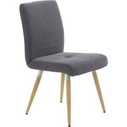 K+w Komfort & Wohnen 4-Fußstuhl K+W KOMFORT & WOHNEN "6411", grau (grau 80, asteiche natur), B:48cm H:90cm T:62cm, Stühle, mit Sitzsteppung, Edelstahlgriff am Rücken, Massivholzbeine