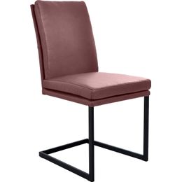 K+w Komfort & Wohnen Freischwinger K+W KOMFORT & WOHNEN, rot (cabernet 15, schwarz), B:47cm H:96cm T:64cm, Stühle, stabiles Hochkantrohr, Untergestell in Edelstahloptik oder schwarz