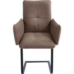 K+w Komfort & Wohnen Freischwinger K+W KOMFORT & WOHNEN, braun (braun, schwarz), B:61cm H:95cm T:60cm, Stühle, Freischwinger, Gestell in Metall schwarz, Steppung im Sitz und Rücken
