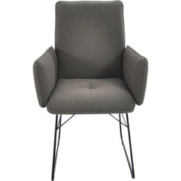 K+w Komfort & Wohnen Armlehnstuhl K+W KOMFORT & WOHNEN, braun (schlamm, schwarz), B:61cm H:91cm T:62cm, Stühle, Drahtkufengestell in Metall schwarz, Griff am Rücken, Steppung im Sitz