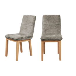 4-Fußstuhl Home Affaire "Louise Polsterstuhl, Eß-Stuhl", beige (silber lining, dekor eiche ontario), B:47cm H:91cm T:56cm, Massivholz, Polyester, Stühle, Gestell und Beine aus massiver Eiche modernes Landhaus