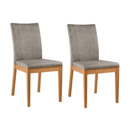 4-Fußstuhl Home Affaire "Dendres", grau, B:46cm H:94cm T:60cm, Polyester, Stühle, Sitz und Ruecken gepolstert