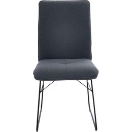 K+w Komfort & Wohnen Kufenstuhl K+W KOMFORT & WOHNEN, blau (marine, schwarz), B:46cm H:91cm T:62cm, Stühle, Drahtgestell in Metall schwarz, Griff am Rücken, Steppung im Sitz
