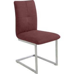 K+w Komfort & Wohnen Freischwinger K+W KOMFORT & WOHNEN "6511", rot (bordeaux, edelstahloptik), B:46cm H:90cm T:62cm, Stühle, Freischwinger mit Hochkantrohr und praktischem Metallgriff am Rücken